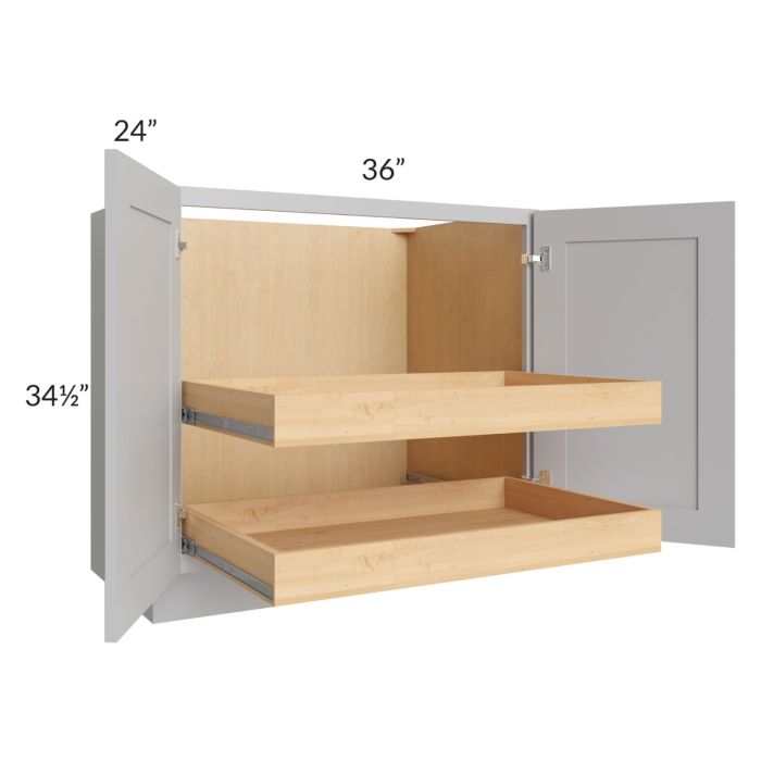 RTA Stone Shaker 36" Full Height Base Cabinet with 2 Rollout Trays ...