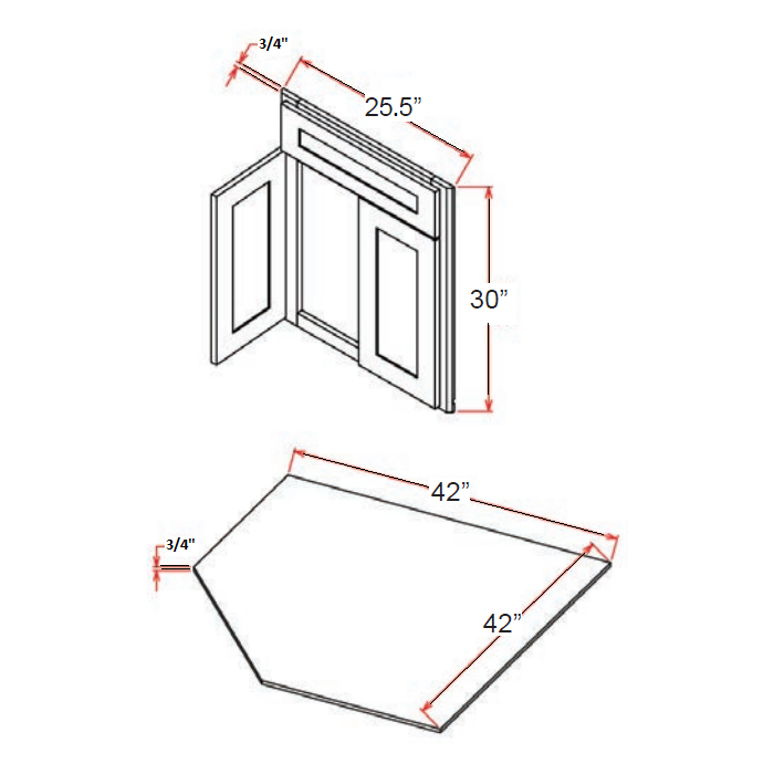 RTA Stone Shaker Corner Sink Base Front and Floor – Kitchen Oasis