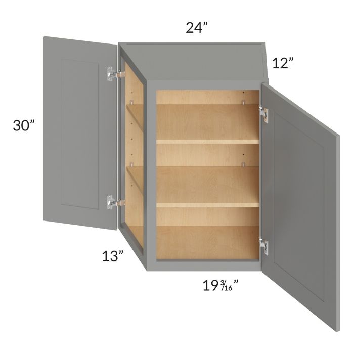 RTA Stratton Light Grey Shaker 24" x 30" Wall End Angle Cabinet ...
