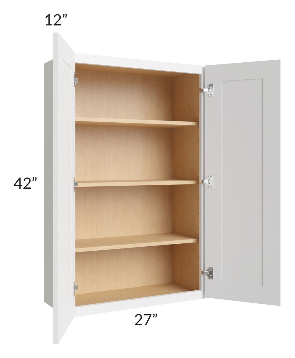 RTA Stratton White Shaker 27" x 42" Wall Cabinet – Kitchen Oasis
