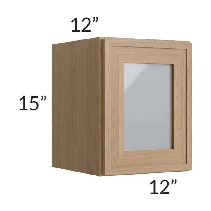 RTA Township Rift Oak 12" x 15" Wall Glass Door Cabinet – Kitchen Oasis