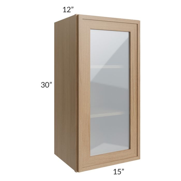 RTA Township Rift Oak 15" x 30" Wall Glass Door Cabinet – Kitchen Oasis