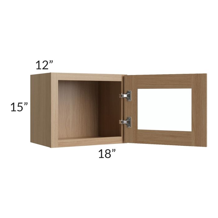 RTA Township Rift Oak 18" x 15" Wall Glass Door Cabinet – Kitchen Oasis