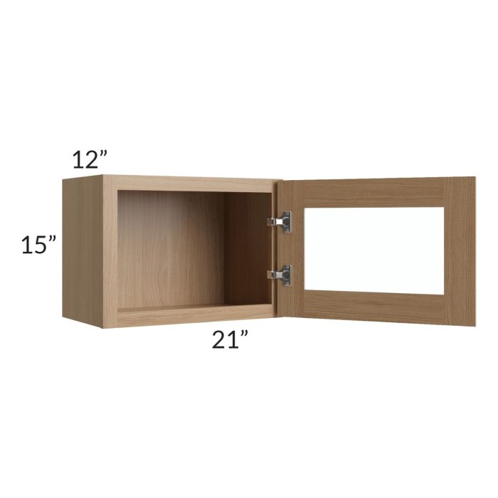 RTA Township Rift Oak 21" x 15" Wall Glass Door Cabinet – Kitchen Oasis