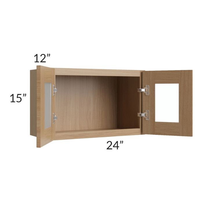RTA Township Rift Oak 24" x 15" Wall Glass Door Cabinet – Kitchen Oasis