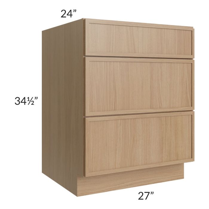 RTA Township Rift Oak 27" 3-Drawer Base Cabinet - Finished Left and Ri ...