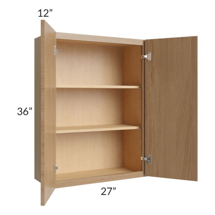 RTA Township Rift Oak 27" x 36" Wall Cabinet with 1 Decorative End Pan ...