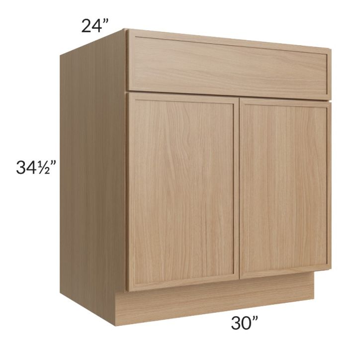 RTA Township Rift Oak 30" Base Cabinet with 1 Decorative End Panel and ...