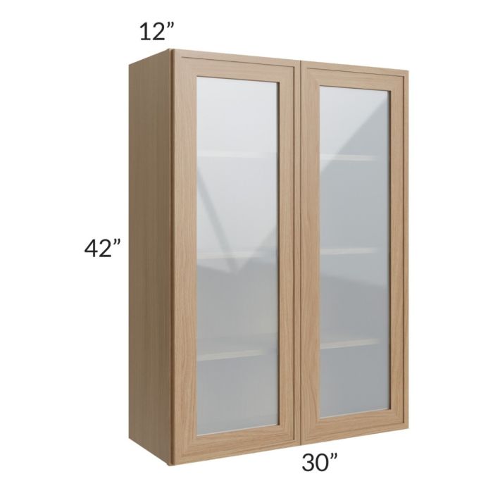 RTA Township Rift Oak 30" x 42" Wall Glass Door Cabinet – Kitchen Oasis
