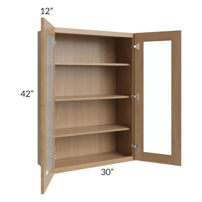 RTA Township Rift Oak 30" x 42" Wall Glass Door Cabinet – Kitchen Oasis