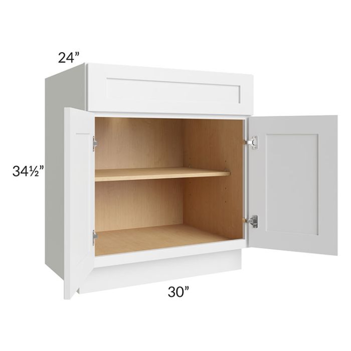 RTA Vail White Shaker 30" Base Cabinet with 2 Roll Out Trays and 1 Dec ...