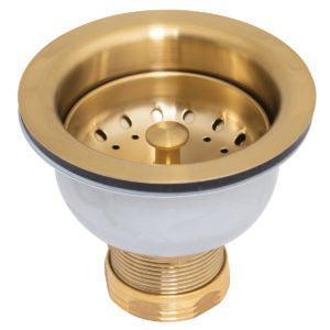 Speakman Round Deep Dish Posi-Lock Assembly Brushed Brass Basket Strai ...