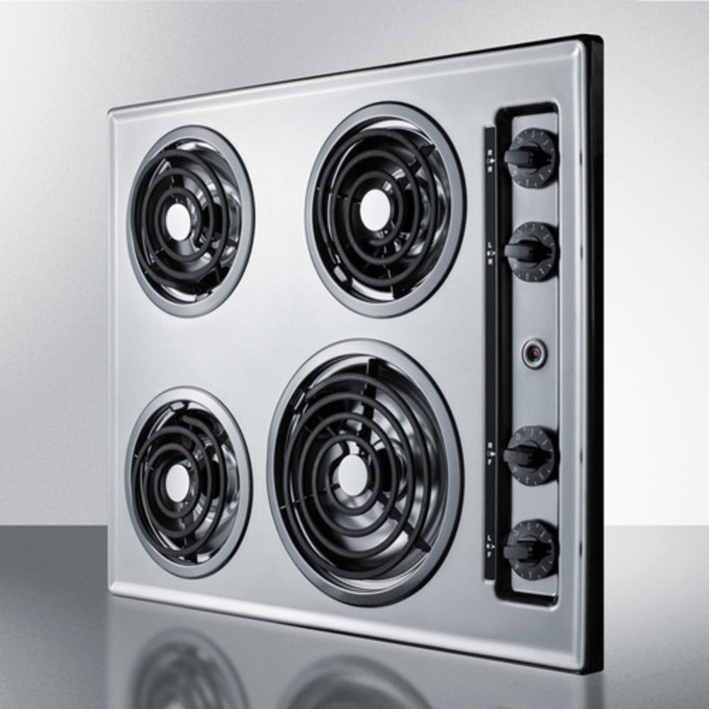Summit Appliance 24" 230V Chrome Finish 4-Burner Coil Cooktop – Kitchen ...