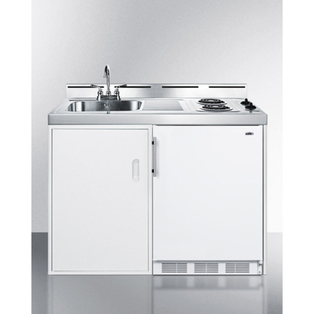 Summit Appliance 48" White Finish All-In-One Kitchenette with Coil Bur ...
