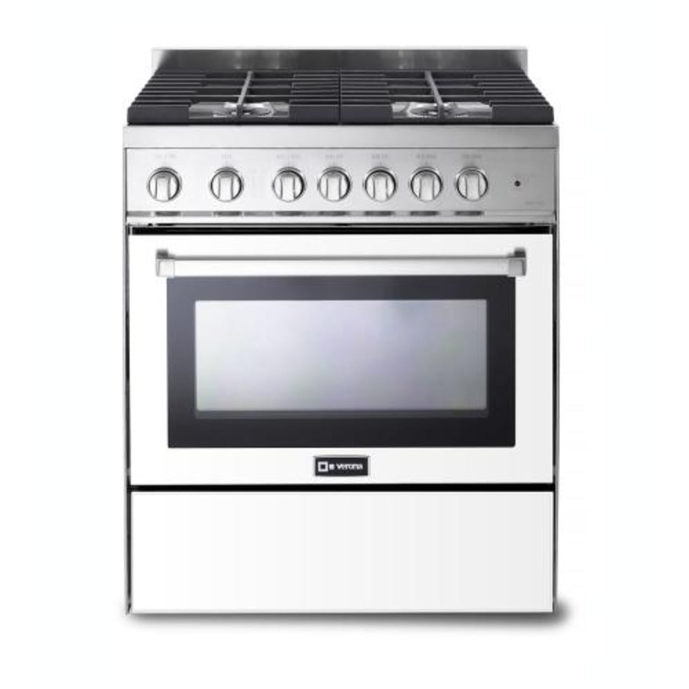 Verona N-Series 30" White Finish Gas Range with 4-Burner and Single Ov ...