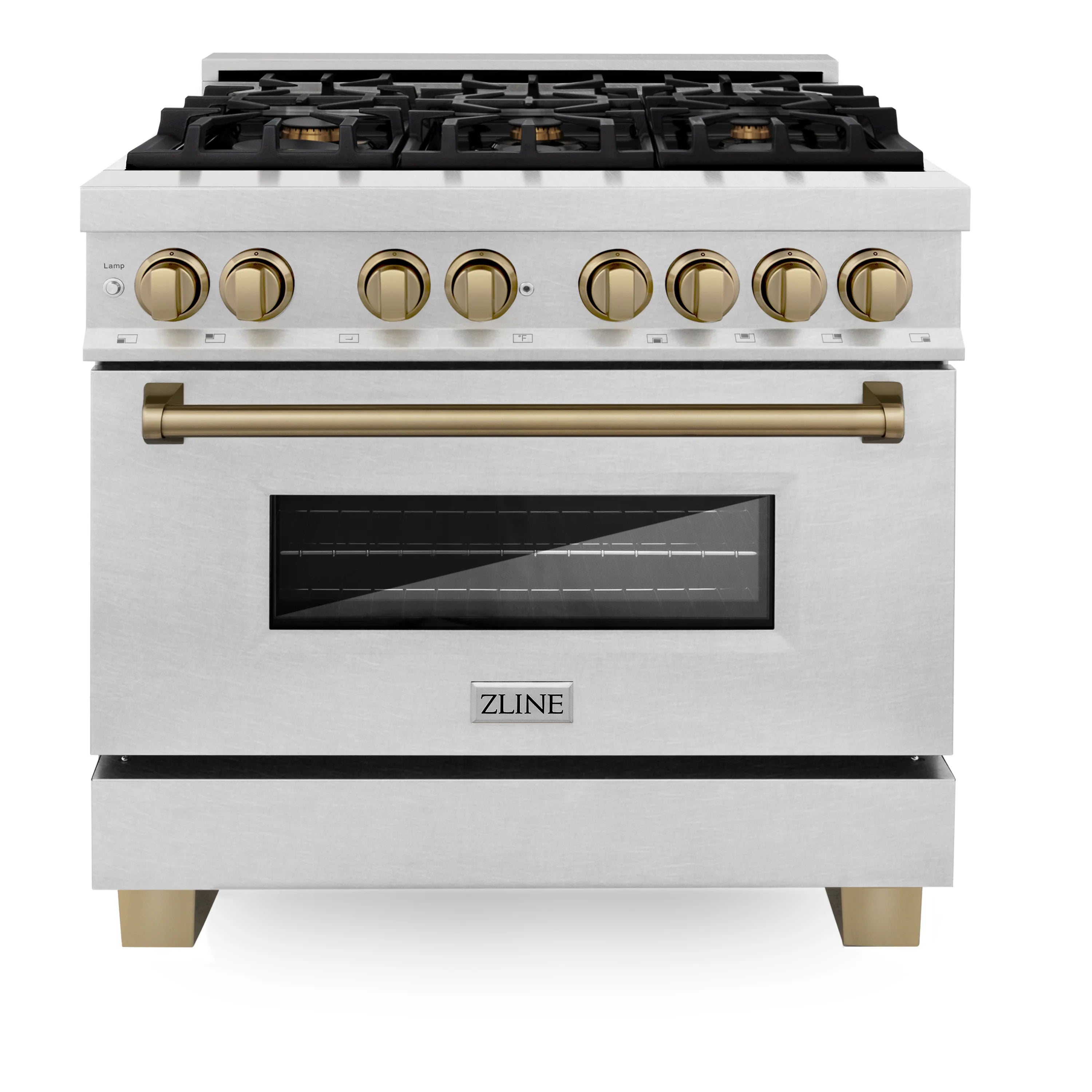 ZLINE Autograph Edition 36" DuraSnow Stainless Steel 6 Burner Dual Fue ...